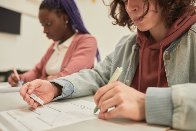 Cheating on a test stock image. Image of school, questions - 14088935