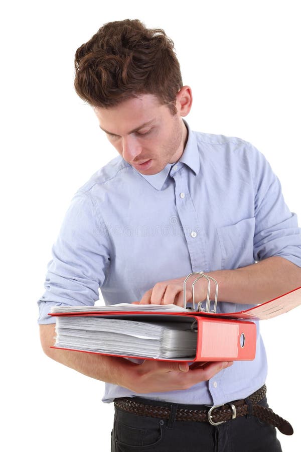 Young Man Checking Documents Stock Photo - Image of professional ...