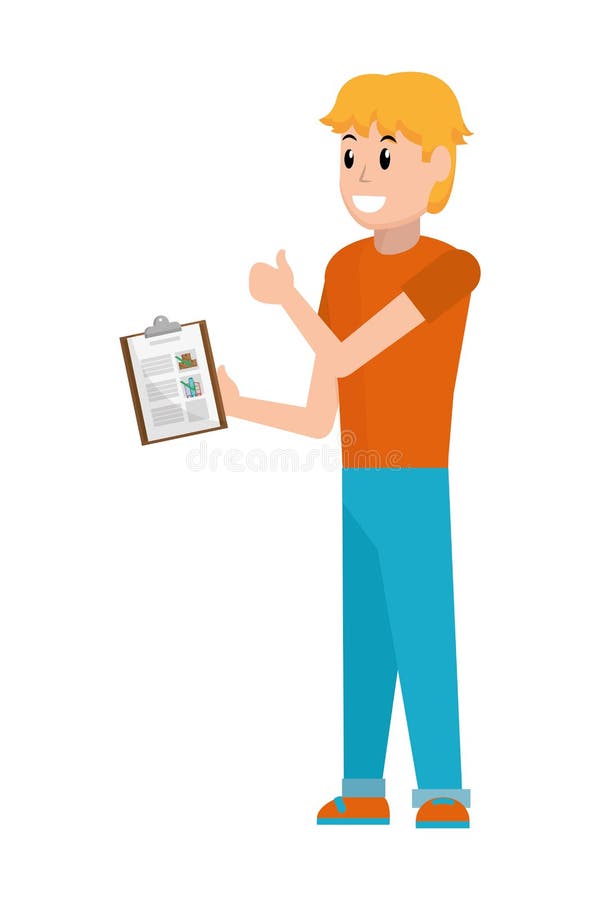 Young man with checklist stock vector. Illustration of home - 141224155