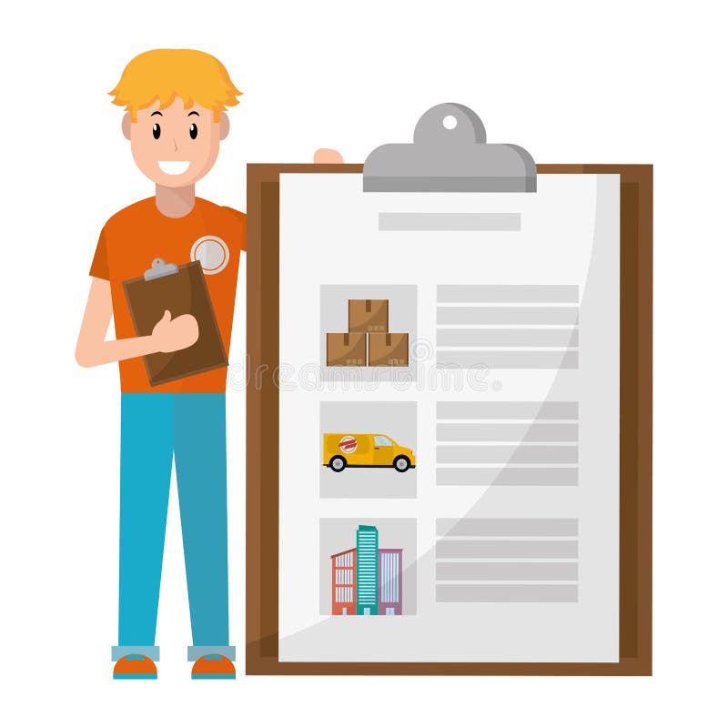 Young man with checklist stock vector. Illustration of food - 141227015