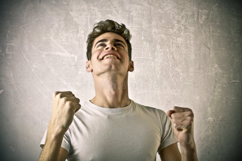 Exulting young man stock image. Image of wall, youth - 37026629