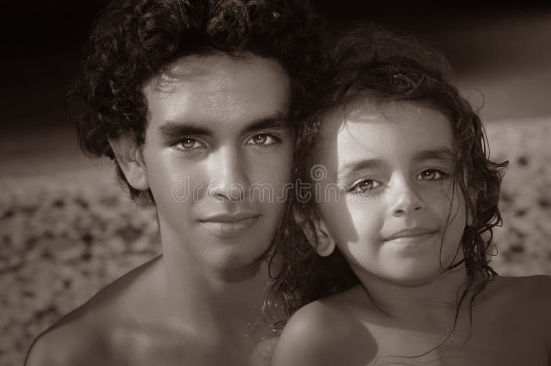 Young man and Child stock photo. Image of black, white - 6942754