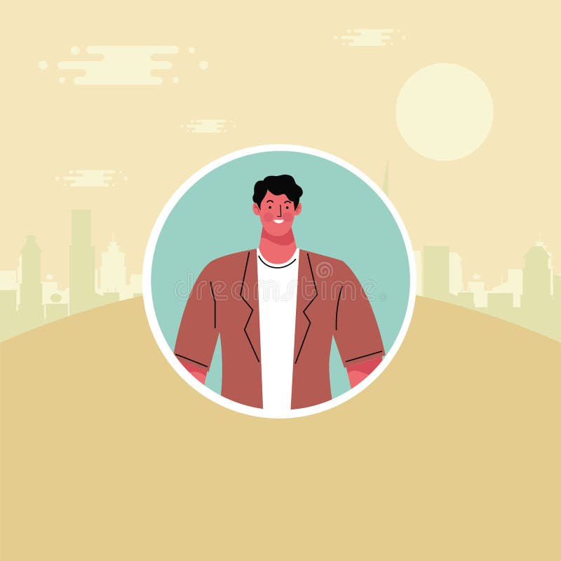 Young man in circle stock vector. Illustration of vector - 239361128