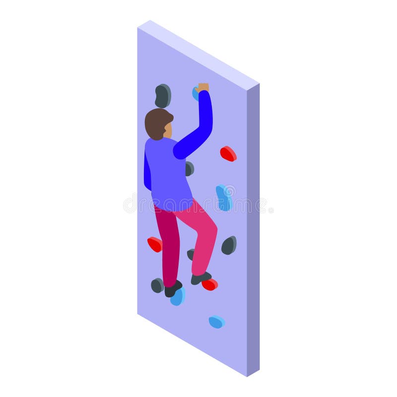 Young Man Climbing Wall Practicing Extreme Sport Isometric Icon Stock ...