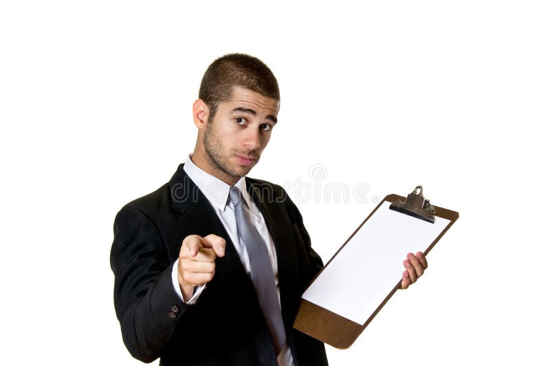 Young Man with Clipboard stock photo. Image of business - 8923212