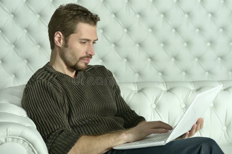 Young Man with Computer Laptop Stock Photo - Image of laptop, lifestyle ...