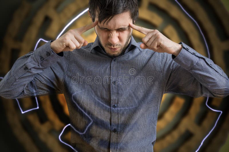 Young Man is Concentrated and Looking for Solution for Difficult Task ...