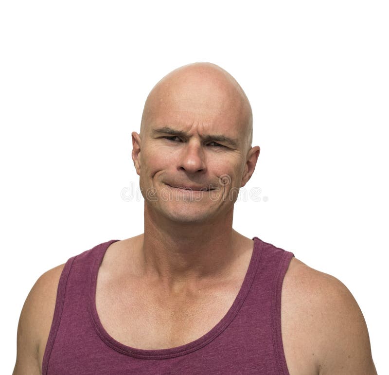 Young Man Concerned Expression Stock Photo - Image of male, bald: 62035890