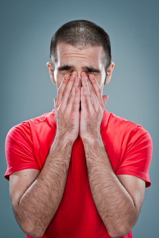 Young Man with Concerned Expression Stock Photo - Image of crying ...