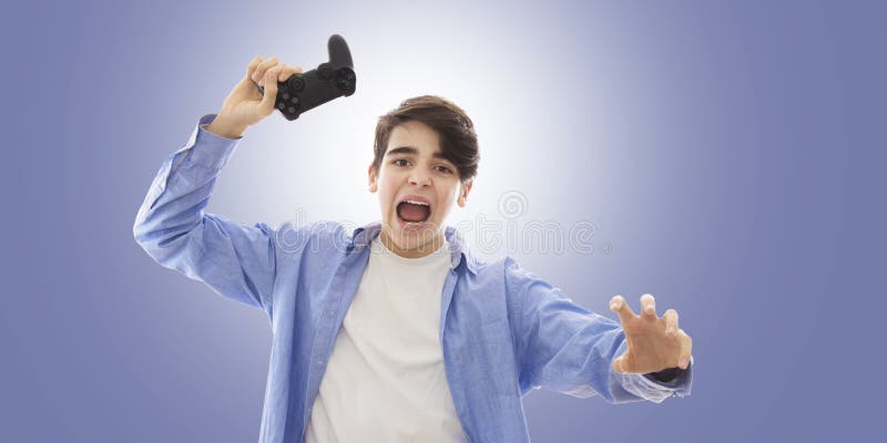 Young With Video Game Joystick Stock Photo - Image of holding, person ...