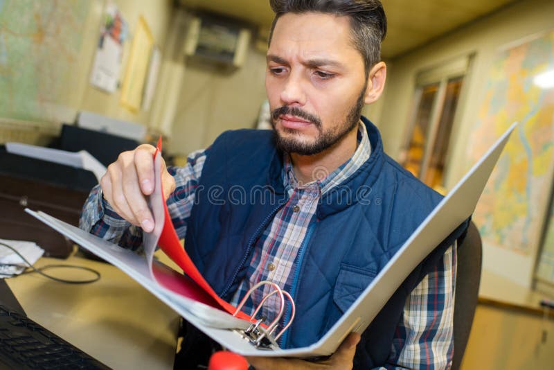 Young Man Construction Worker with Notebook Stock Image - Image of full ...