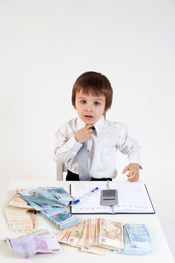 Young Man, Counting Money and Taking Notes Stock Image - Image of ...