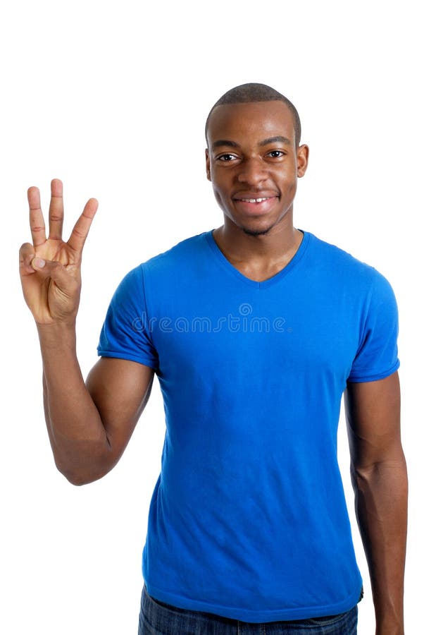 Young Man Counting To Three Stock Image - Image of success, african ...
