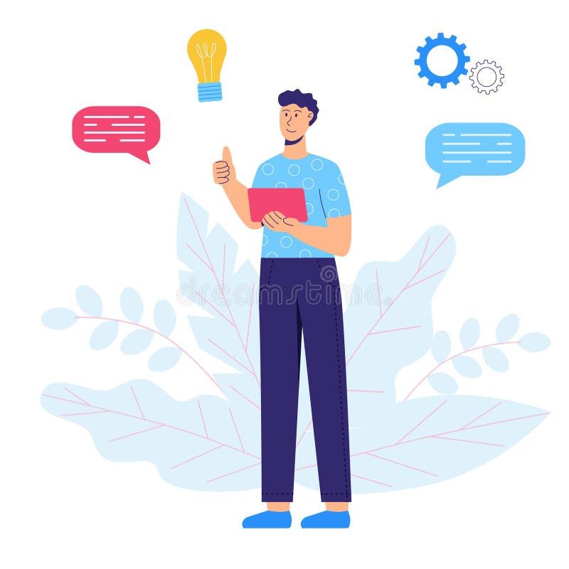 Young Man, Creative Thinking, Generating Ideas. Stock Vector ...