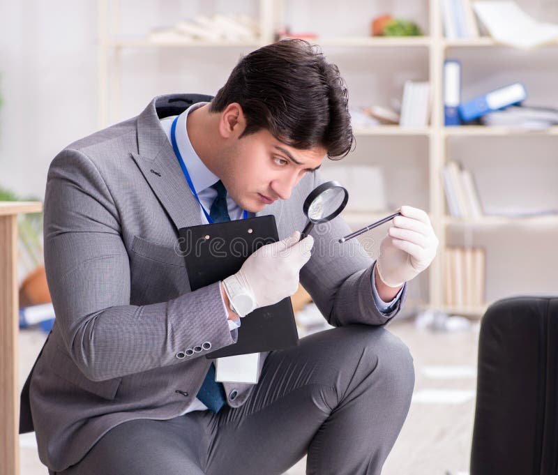 Young Man during Crime Investigation in Office Stock Image - Image of ...