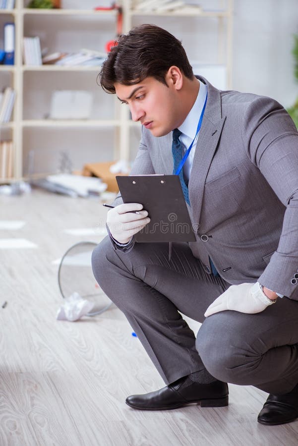 The Young Man During Crime Investigation In Office Stock Image - Image ...