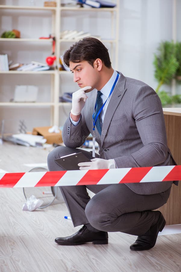 The Young Man during Crime Investigation in Office Stock Image - Image ...