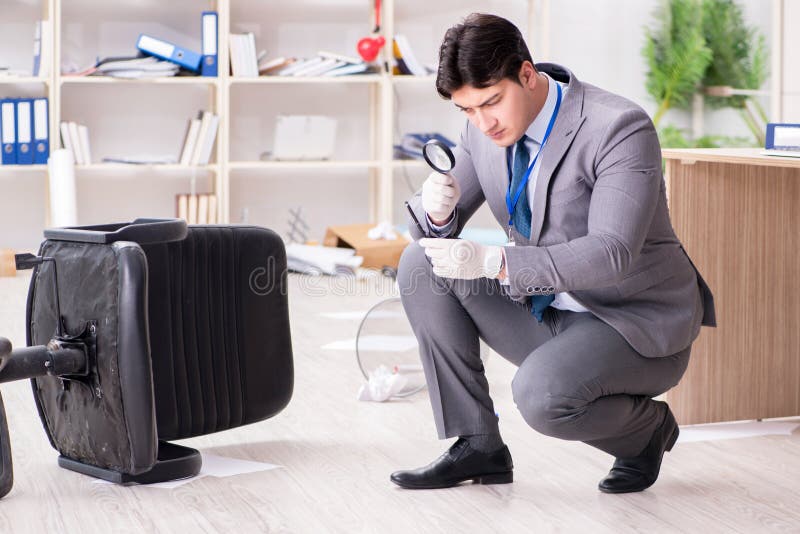 The Young Man during Crime Investigation in Office Stock Image - Image ...