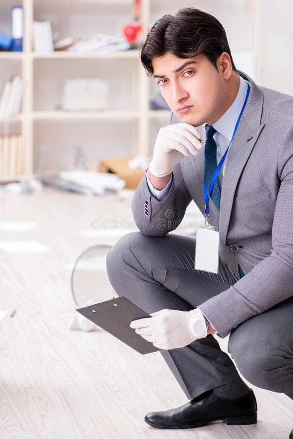 The Young Man during Crime Investigation in Office Stock Image - Image ...