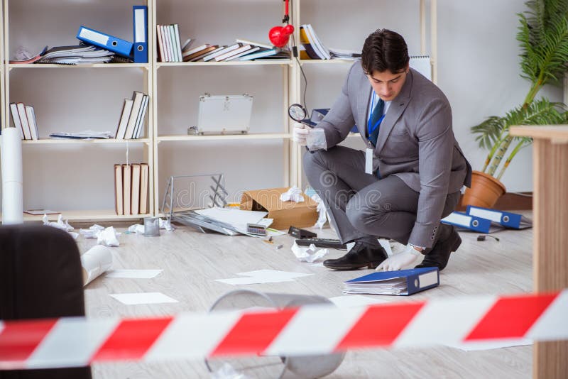 The Young Man during Crime Investigation in Office Stock Image - Image ...