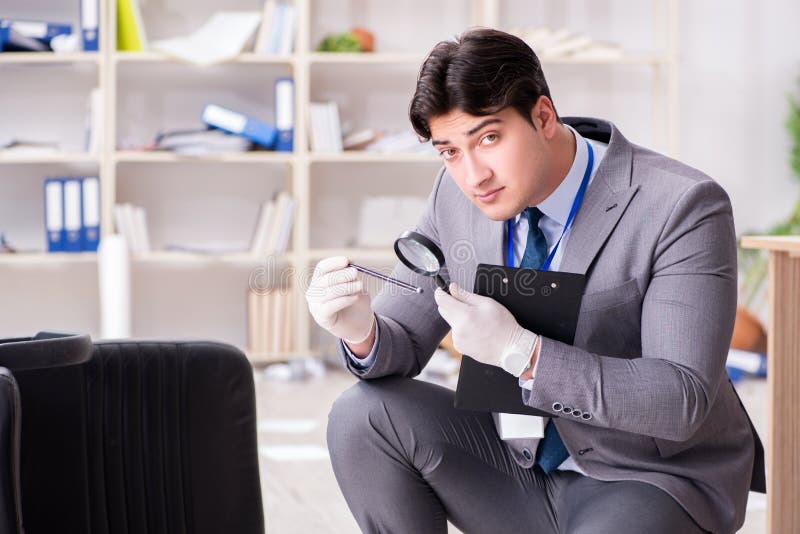 The Young Man during Crime Investigation in Office Stock Image - Image ...