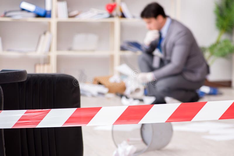 The Young Man during Crime Investigation in Office Stock Image - Image ...