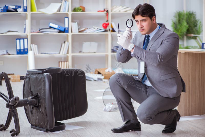 The Young Man during Crime Investigation in Office Stock Image - Image ...
