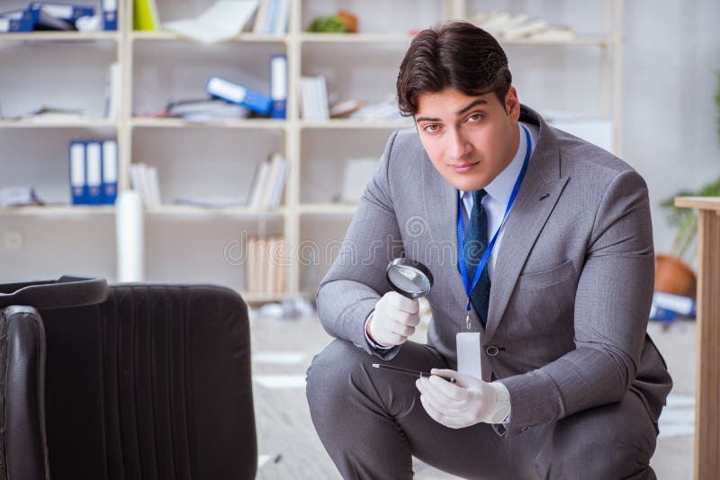 The Young Man during Crime Investigation in Office Stock Image - Image ...