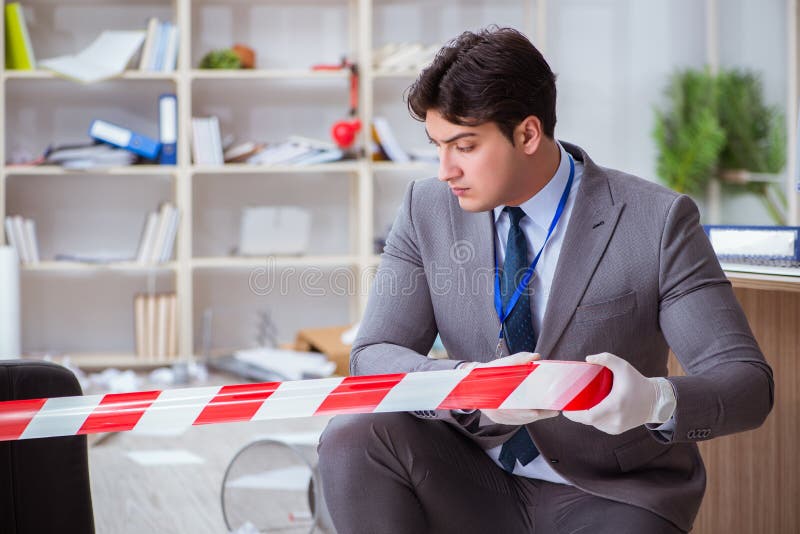 The Young Man during Crime Investigation in Office Stock Photo - Image ...