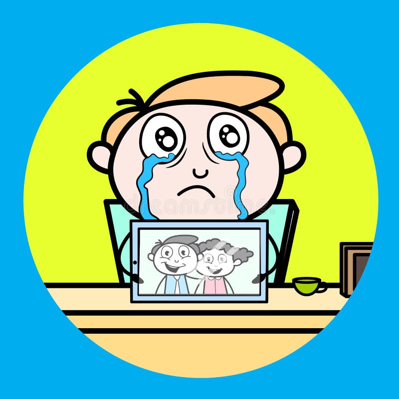 Crying after Missing His Wife - Office Businessman Employee Cartoon ...