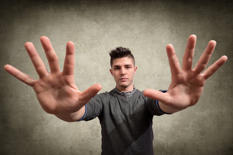 Young man cutting scene stock image. Image of frame, hands - 93613447