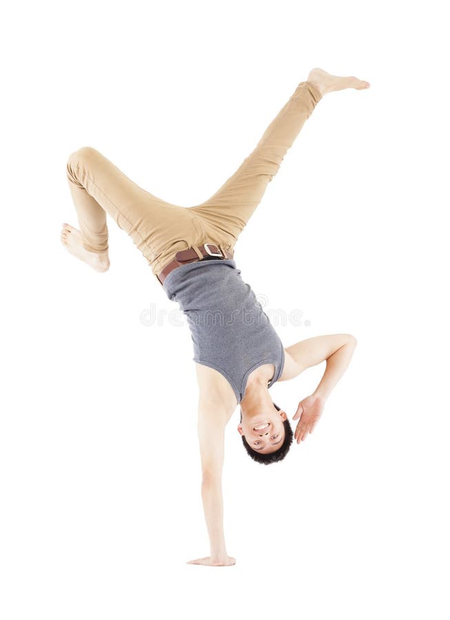 Young Man Dancing a Breakdance and Handstand Pose Stock Photo - Image ...