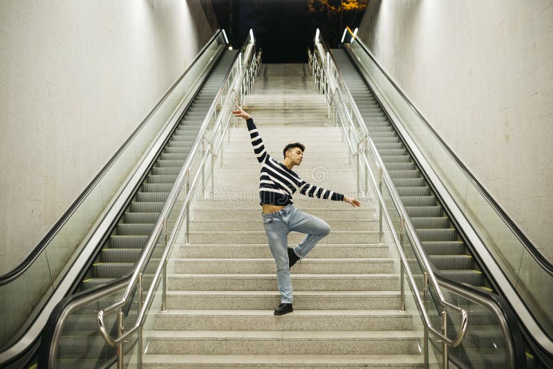 Man dancing on stairs stock photo. Image of life, casual - 240069906