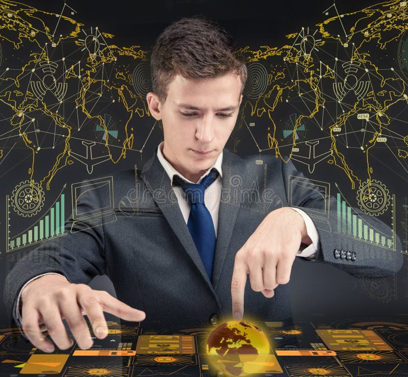 Young Man in Data Management Concept Stock Photo - Image of ...