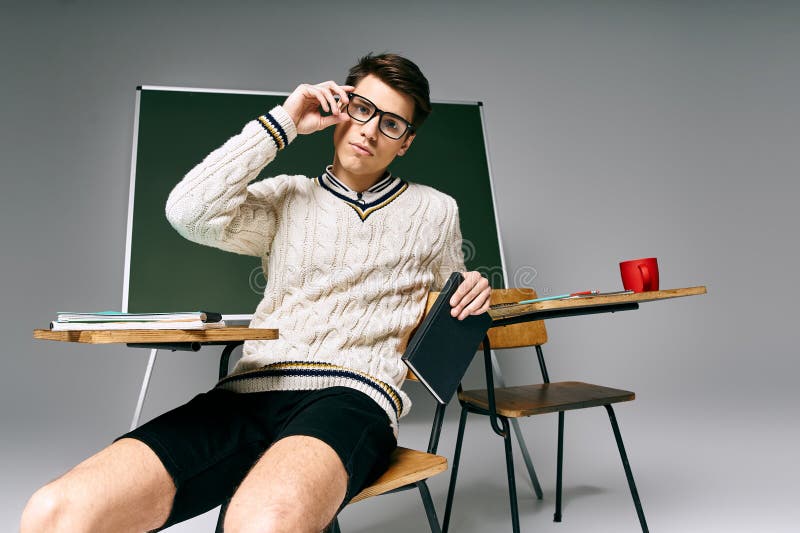 A Young Man Deep in Thought Stock Image - Image of contemplative, study ...