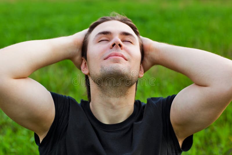 Young man delighting stock photo. Image of field, posing - 14175178
