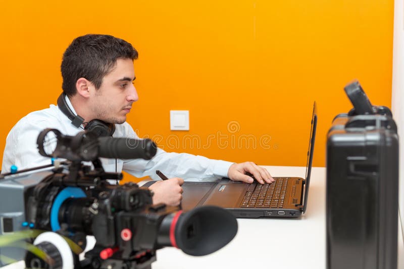 Man Doing Photo and Video Editing on Computer Stock Image - Image of ...