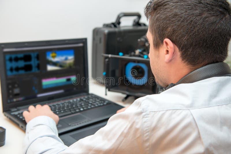 Young Man Designer Using Graphics Tablet for Video Editing Stock Image ...