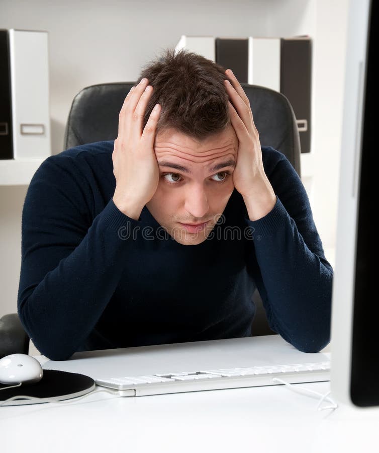 Young man desperate stock image. Image of office, accounting - 18835555