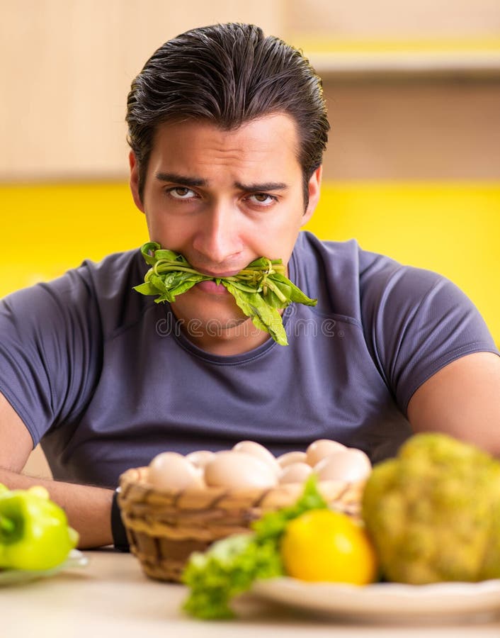 Young Man in Dieting and Healthy Eating Concept Stock Photo - Image of ...