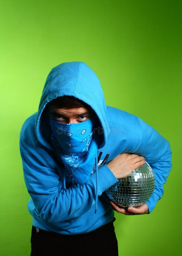 Young man with a discoball stock image. Image of dance - 11257085