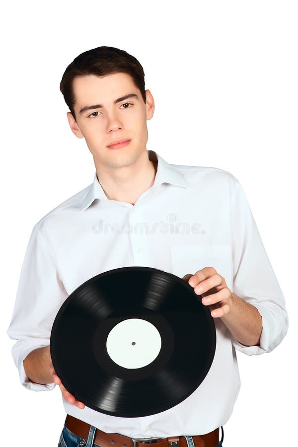 Man with Vinyl in His Hands - Black and White Stock Photo - Image of ...
