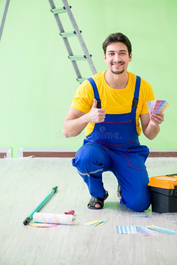 The Young Man Doing Home Renovation Stock Image - Image of profession ...