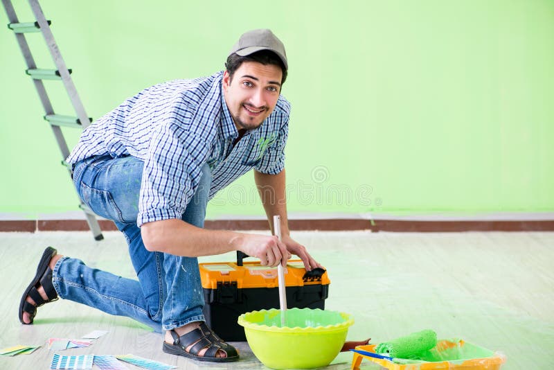 The Young Man Doing Home Renovation Stock Image - Image of professional ...