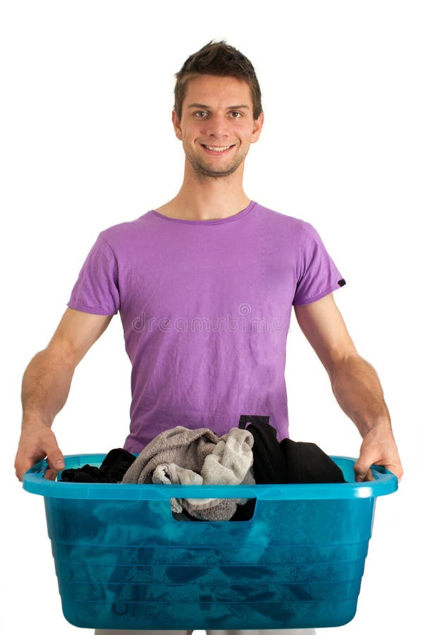 Young Man Doing the Laundry Stock Image - Image of equipmant, cleaners ...