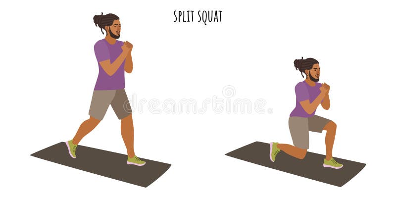 Dumbbell Split Squat Exercise Strength Workout Vector Illustration ... Dumbbell Split Squat Exercise Strength Workout Vector Illustration ...