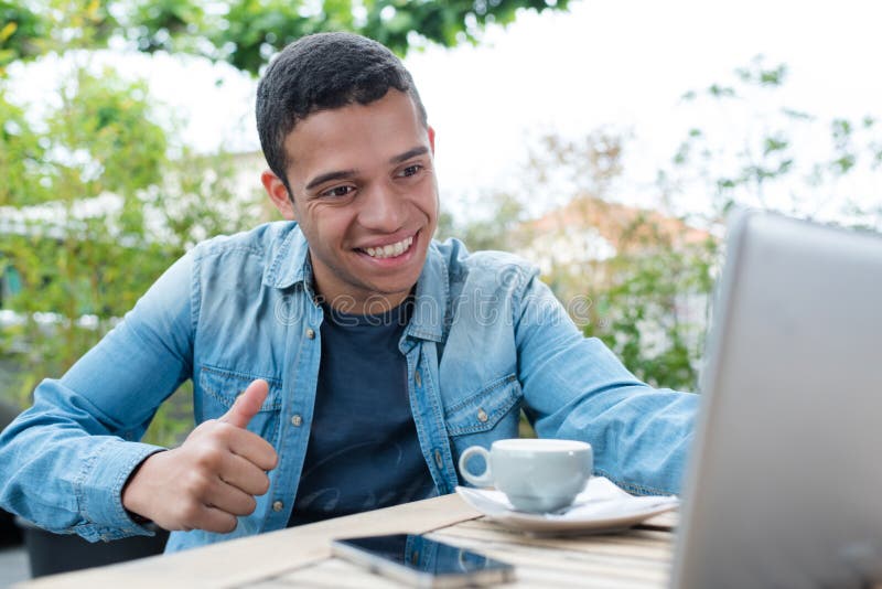 Young Man Doing Video Call Using Laptop Stock Photo - Image of ...