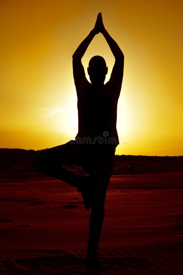Young Man Doing the Yoga Tree Pose Stock Image - Image of nature ...