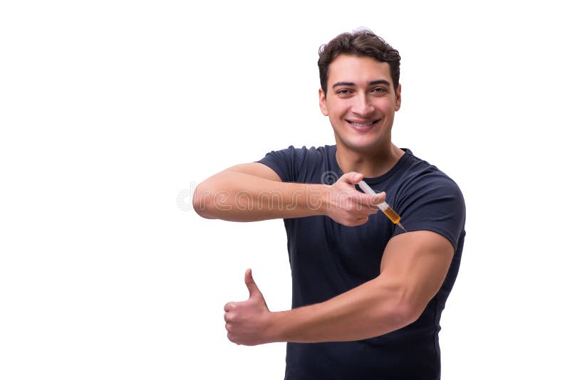 The Young Man in Doping Concept Isolated on White Stock Image - Image ...