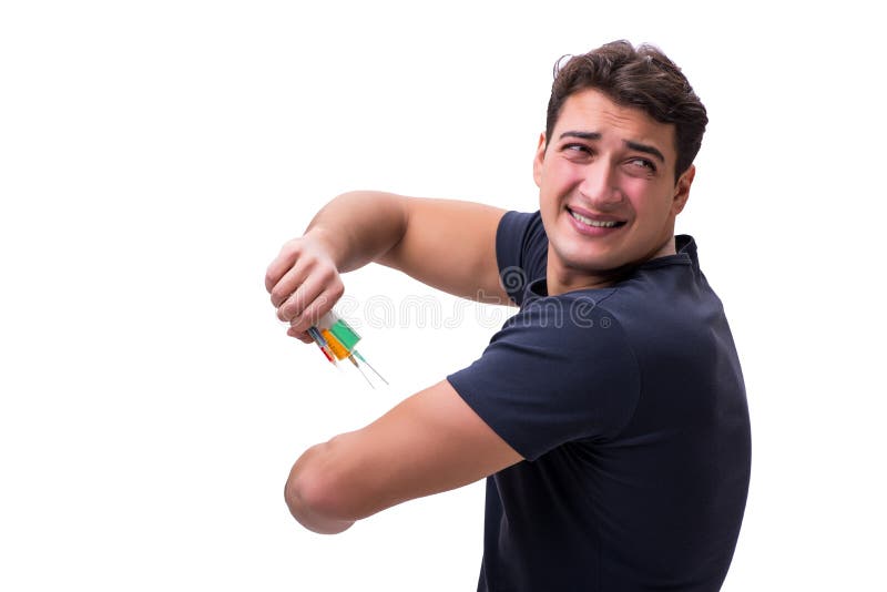 The Young Man in Doping Concept Isolated on White Stock Image - Image ...